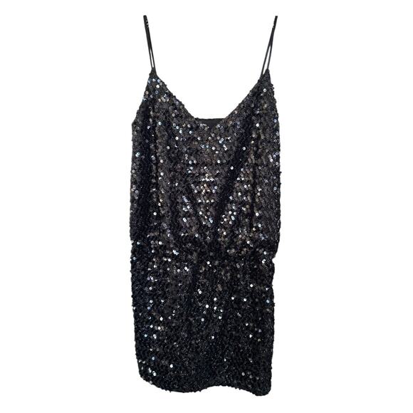 Milly | Dresses | Milly Womens Sequin Mini Dress Wleather Straps ...